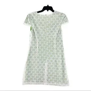 Suzi Chin | Dresses | Suzi Chin Green White Crochet Lace Overlay Shift ...